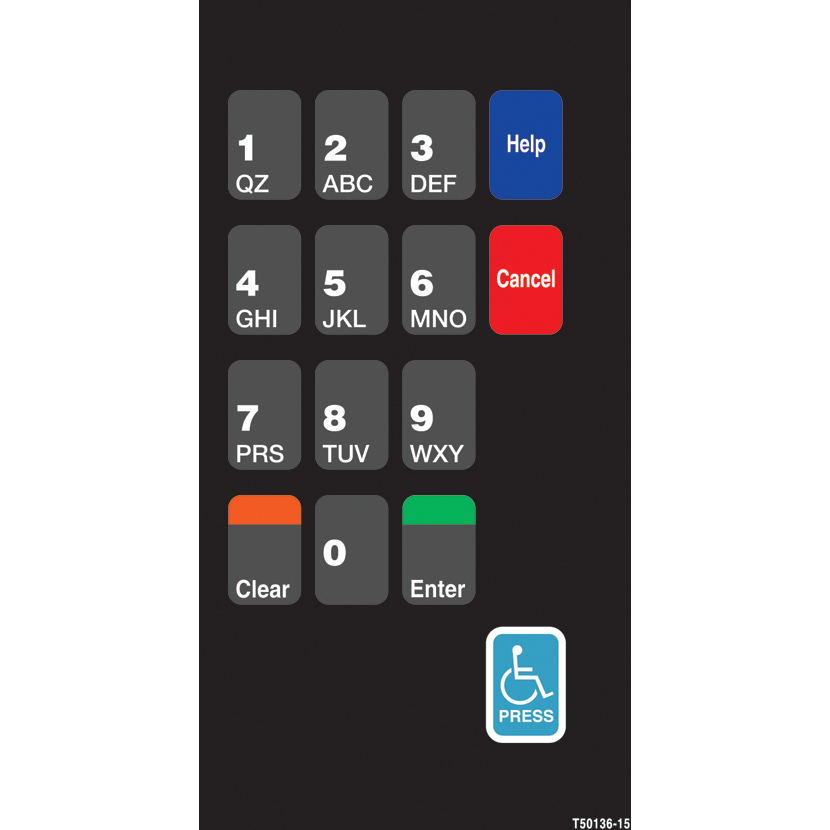 Gilbarco T50136-15 AUX ADA CRIND KEYPAD OVLY